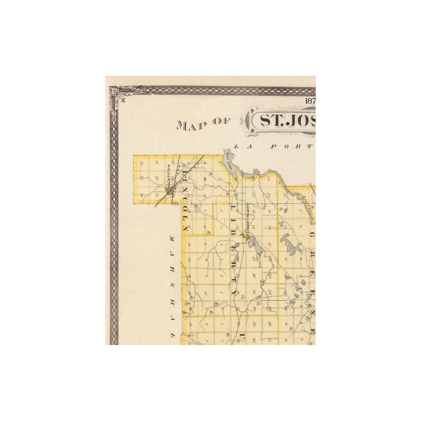 Historic County Map - St Joseph County Indiana - Andreas 1876 - 23 x 2 ...