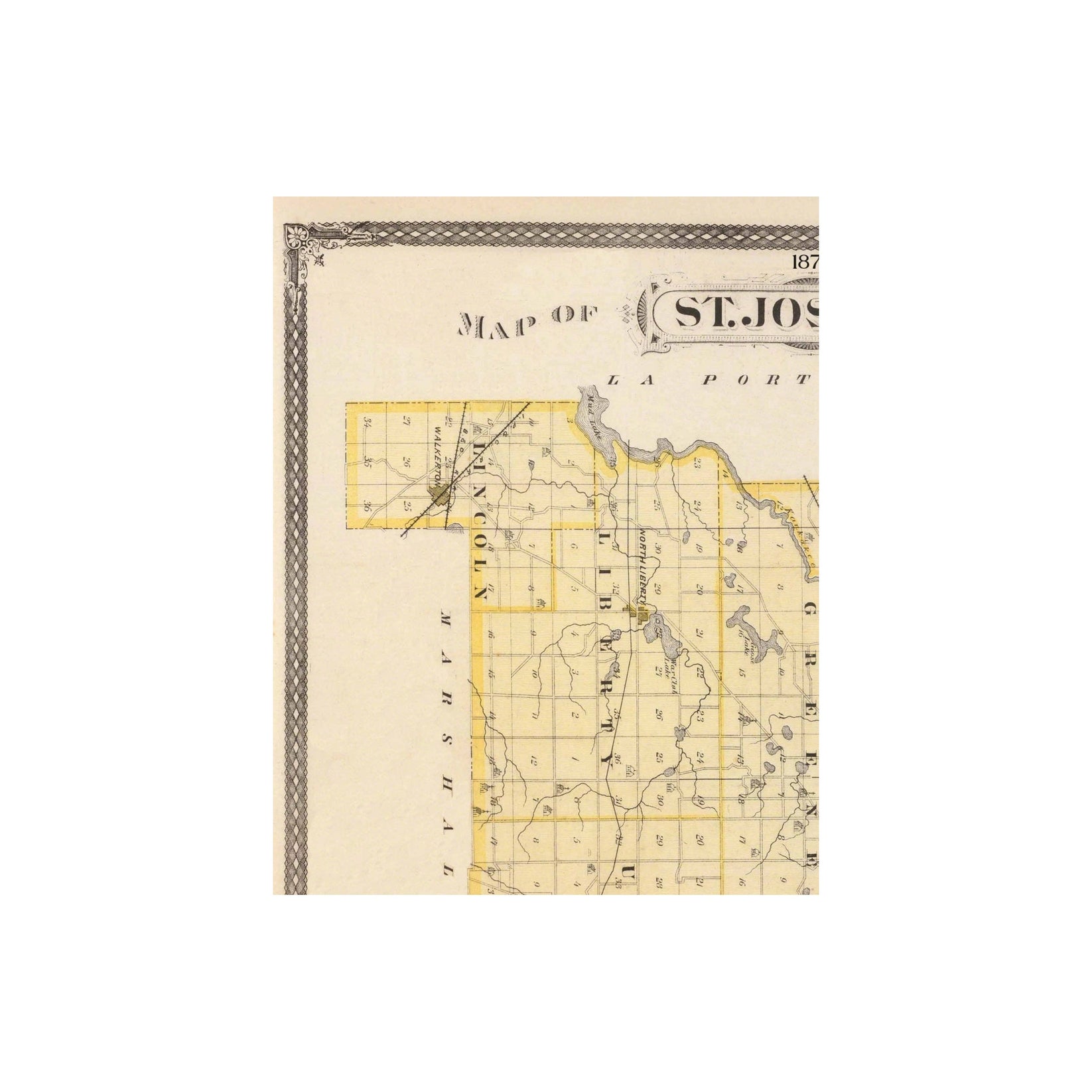 Historic County Map - St Joseph County Indiana - Andreas 1876 - 23 x 2 ...