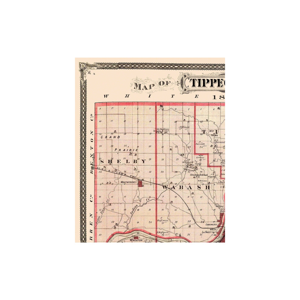 Historic County Map - Tippecanoe County Indiana - Andreas 1876 - 23 x ...