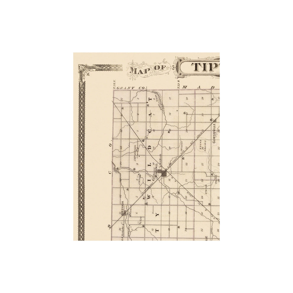 Historic County Map - Tipton County Indiana - Andreas 1876 - 23 x 29.5 ...