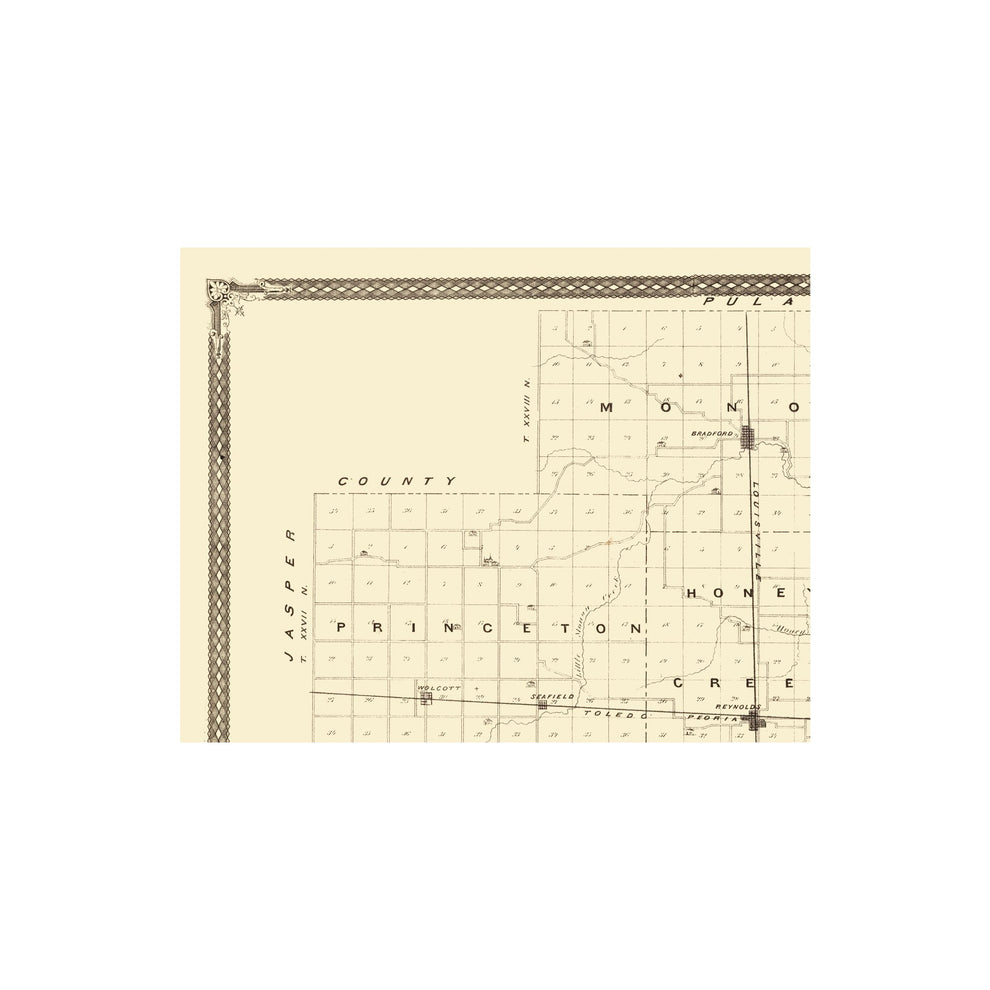 Historic County Map - White County Indiana - Baskin 1876 - 23 x 29.28 ...