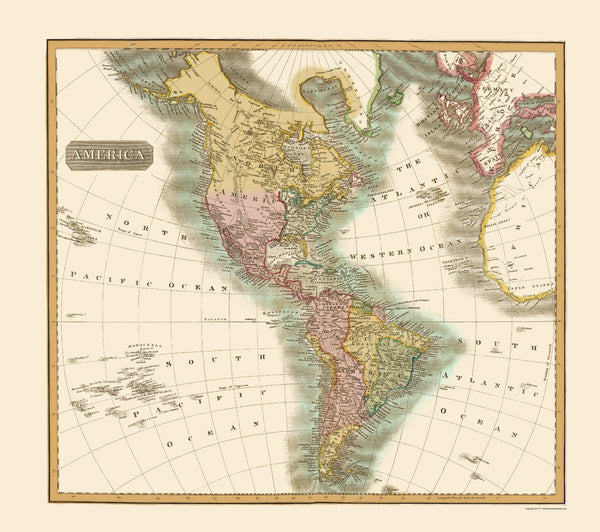 Historic Map - North South America - Thomson 1814 - Vintage Wall Art ...