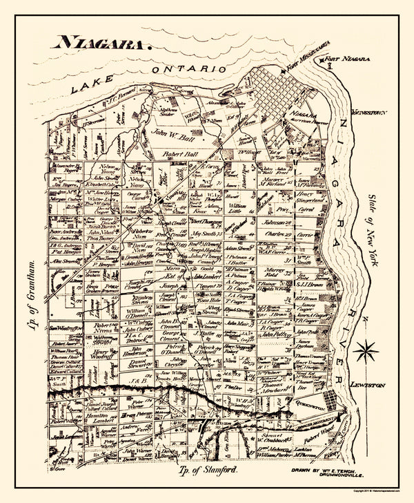 Historic Nautical Map - Niagara Lake Ontario Canada - Tench 1840 - Vin ...