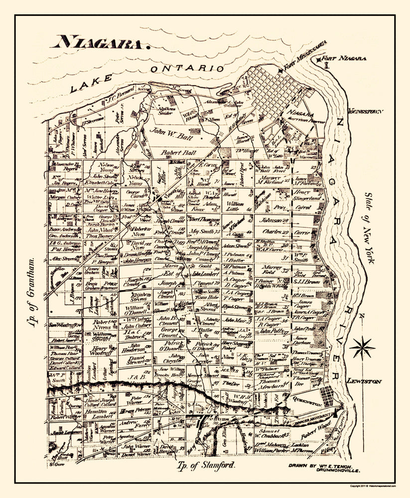 Historic Nautical Map - Niagara Lake Ontario Canada - Tench 1840 - Vin ...