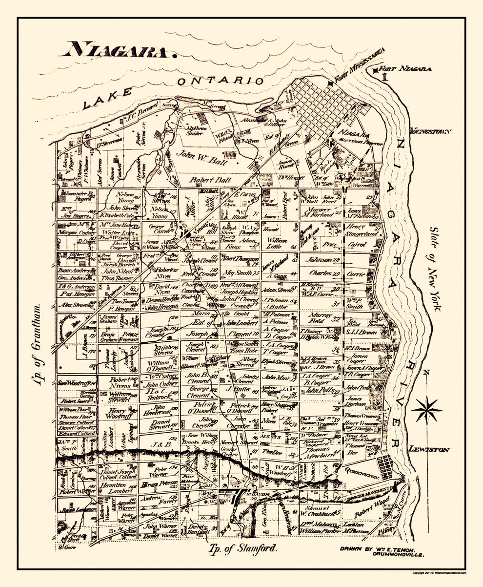 Historic Nautical Map - Niagara Lake Ontario Canada - Tench 1840 - Vin ...