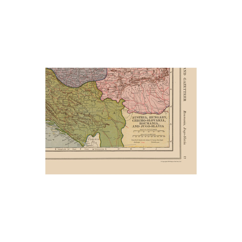 Historic Map - Austria Hungary Empire - Reynold 1921 - 32.61 x 23 - Vi ...