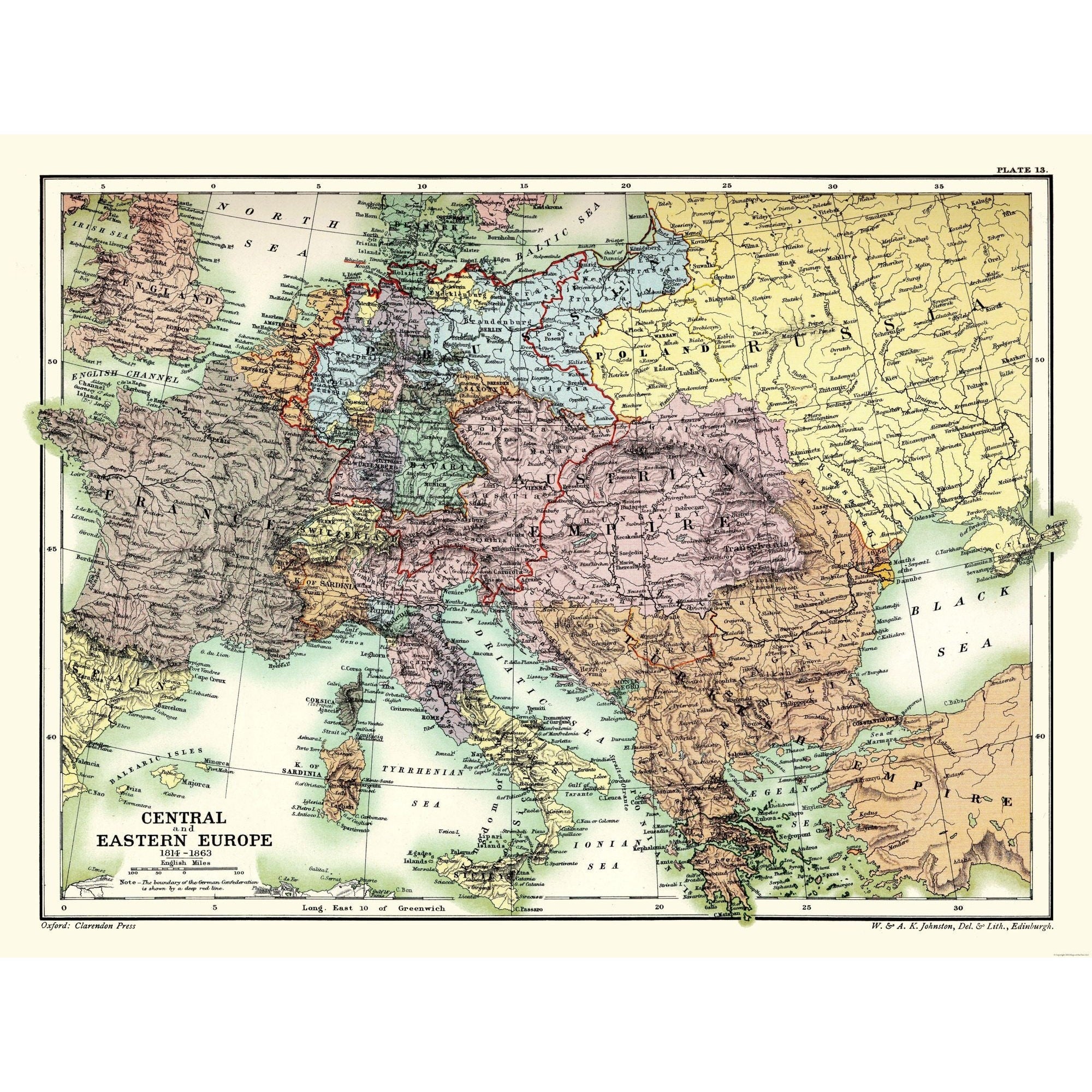 Historic Map - Eastern Europe 1814-1863 - Poole 1902 - 30.50 x 23 - Vi ...