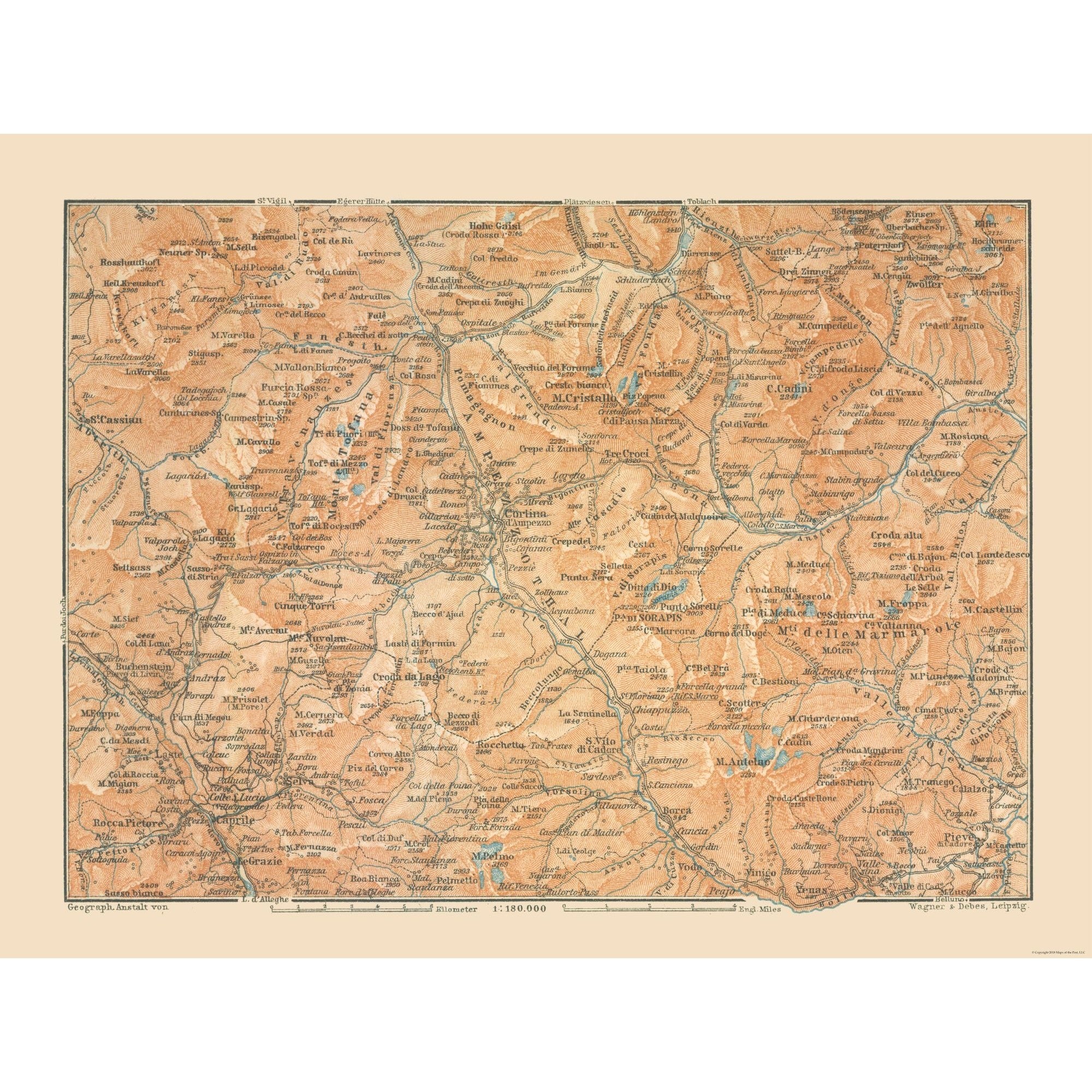 Historic Map - Austria Italy - Baedeker 1910 - 30.46 x 23 - Vintage Wa ...