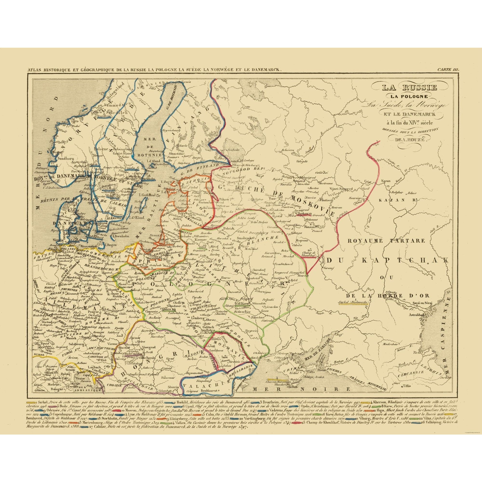 Historic Map - Russia Poland Scandinavia - Houze 1850 - 28.67 x 23 - V ...