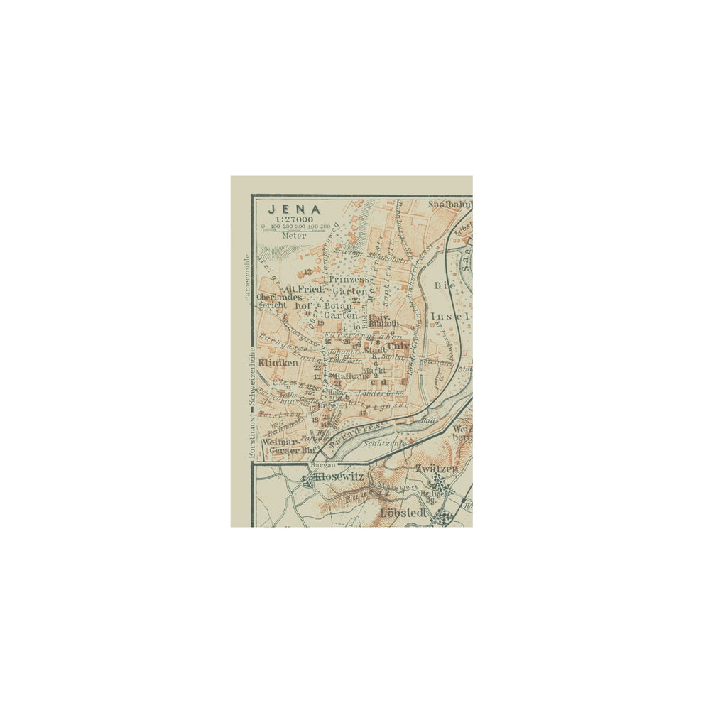Historic Map - Jena Germany - Baedeker 1914 - 23 x 33.35 - Vintage Wal ...