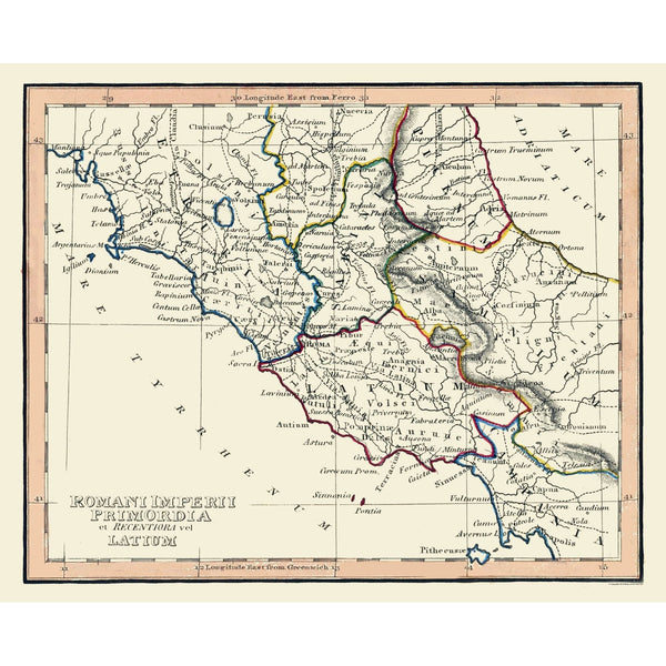 Historic Map - Roman Empire Italy Central - Fenner 1830 - Vintage Wall ...