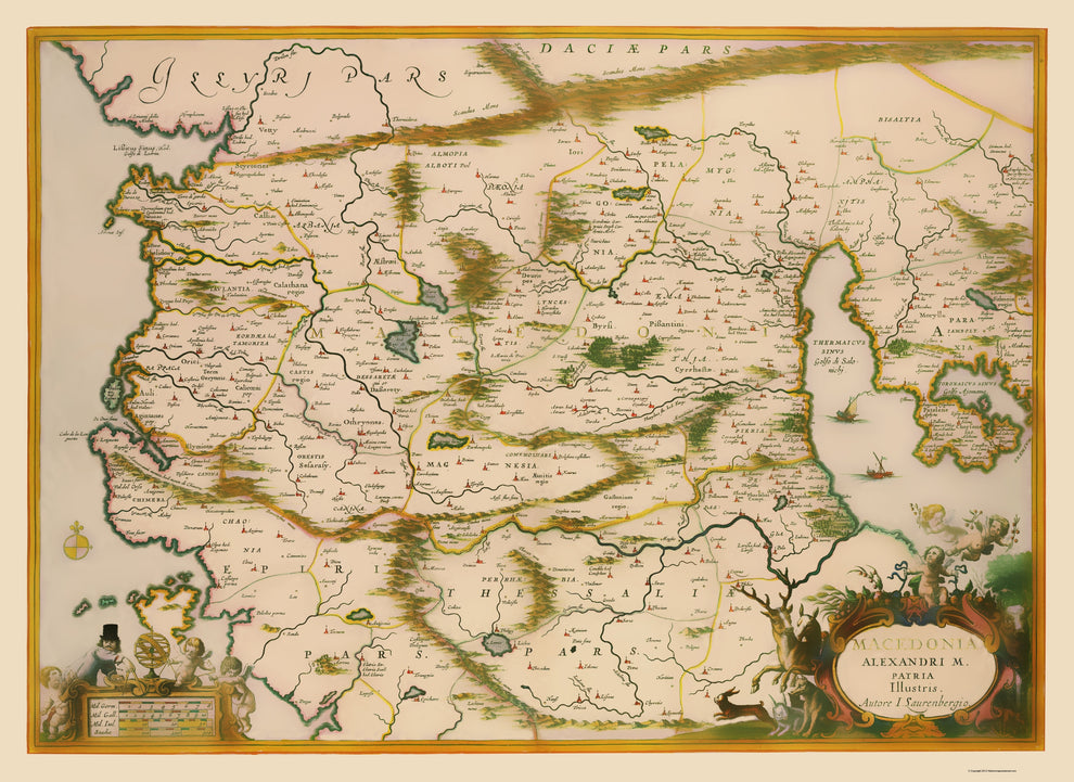 Historic Map - Greece Macedonia Region - Jansson 1654 - Vintage Wall A ...