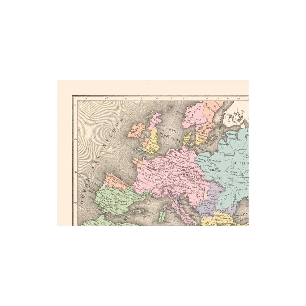 Historic Map - Arabian Empire Carolingian Empire- Drioux 1882 - 30.23 ...