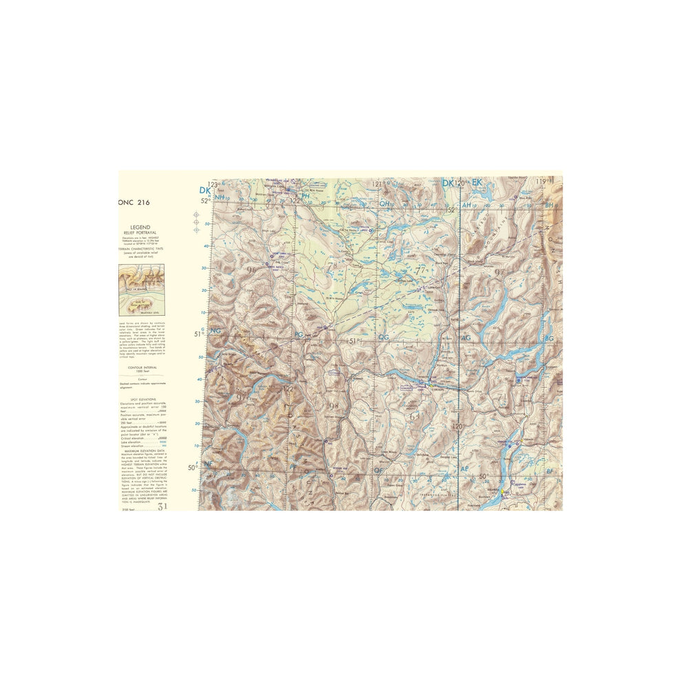 Topographical Map - Selkirk Mountains Aeronautical Sheet - USAF 1963 ...