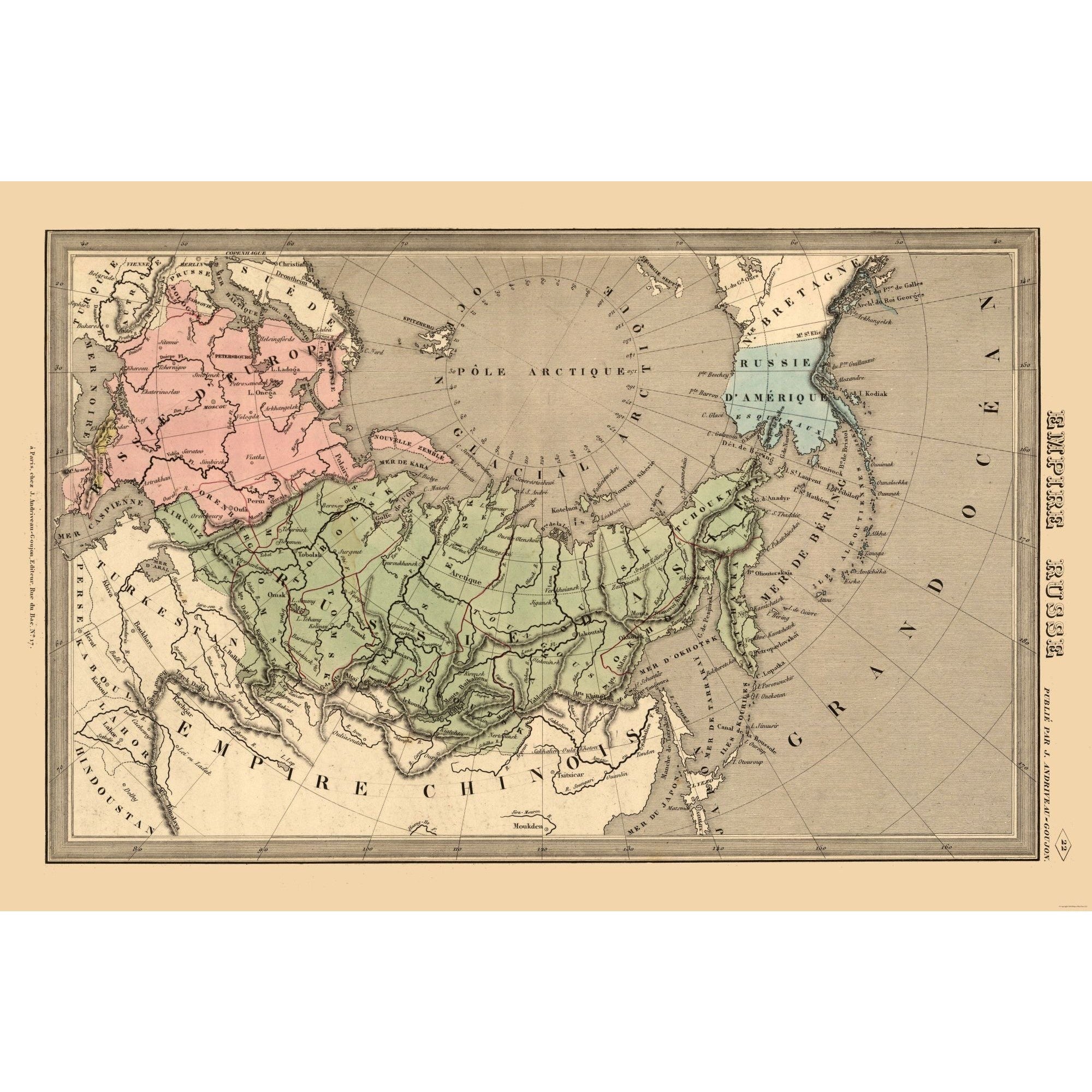 Historic Map - Russian Empire - 34.40 x 23 - Vintage Wall Art – Maps of ...