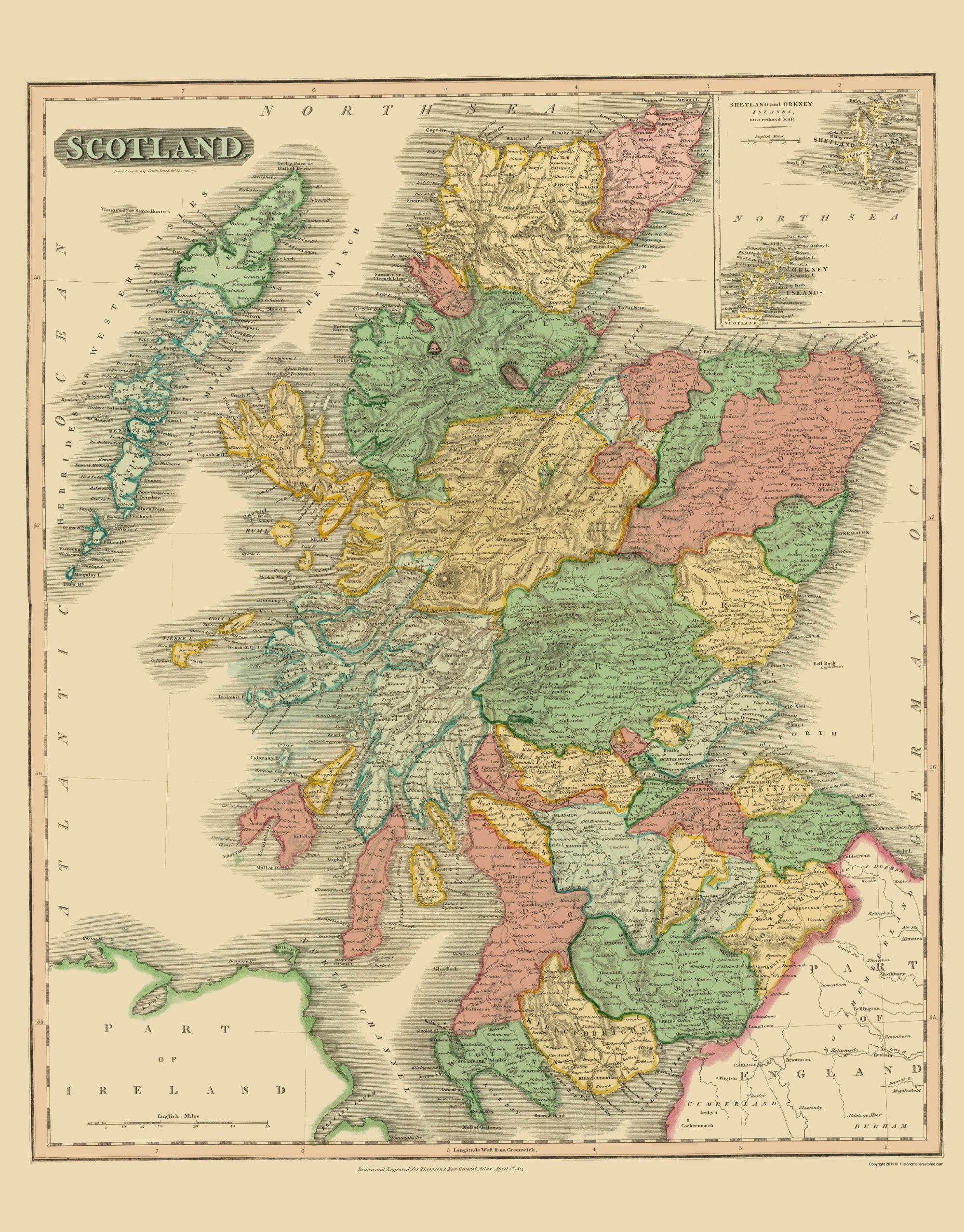 Historic Map - Scotland - Thomson 1817 - Vintage Wall Art – Maps of the ...