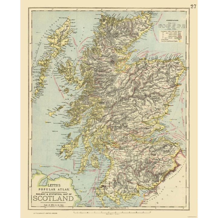 Scotland Antique Railroad Map Prints | Historical Railway Maps – Maps ...