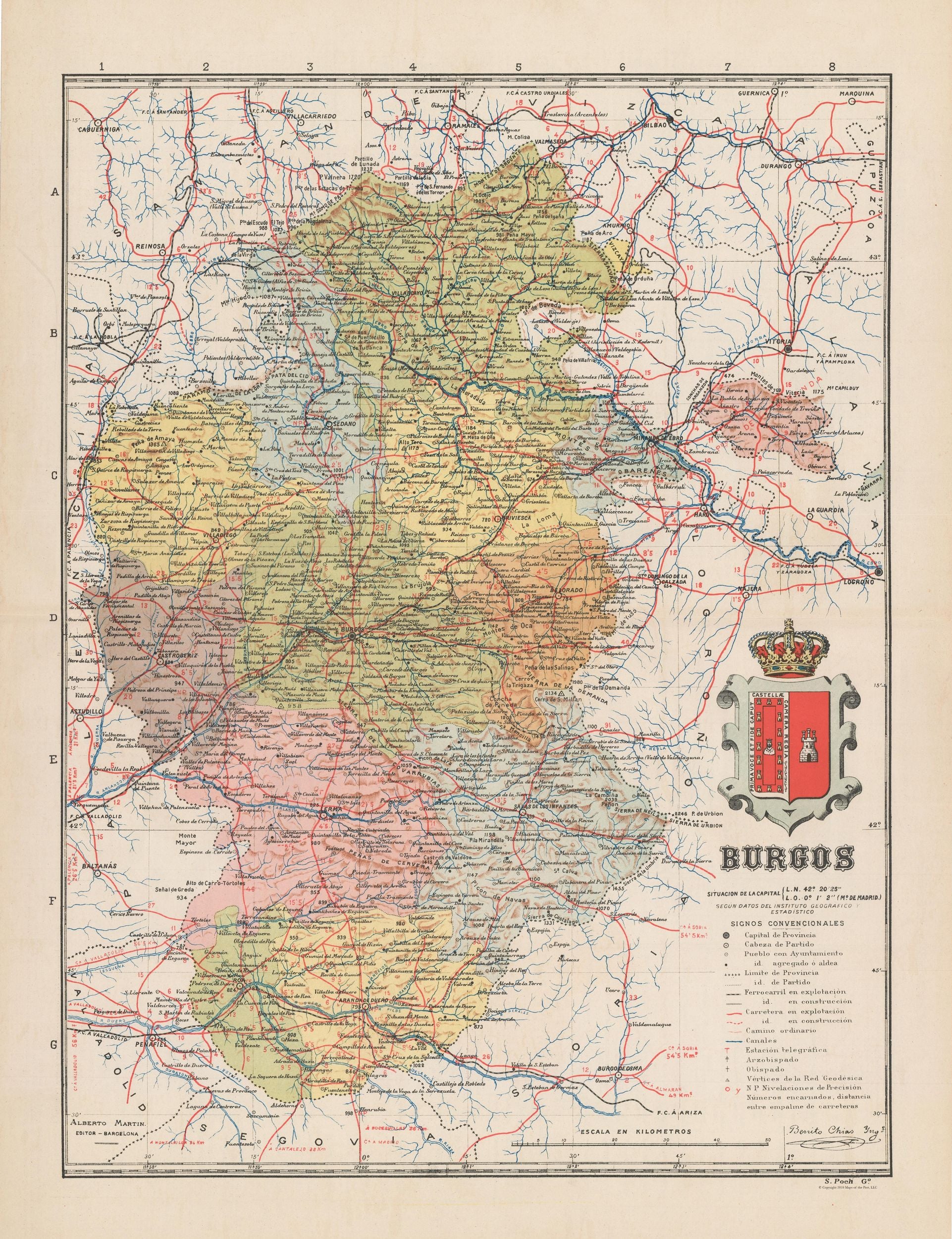 Historic Map - Burgos Spain - Martin 1911 - 23 x 29.92 - Vintage Wall ...