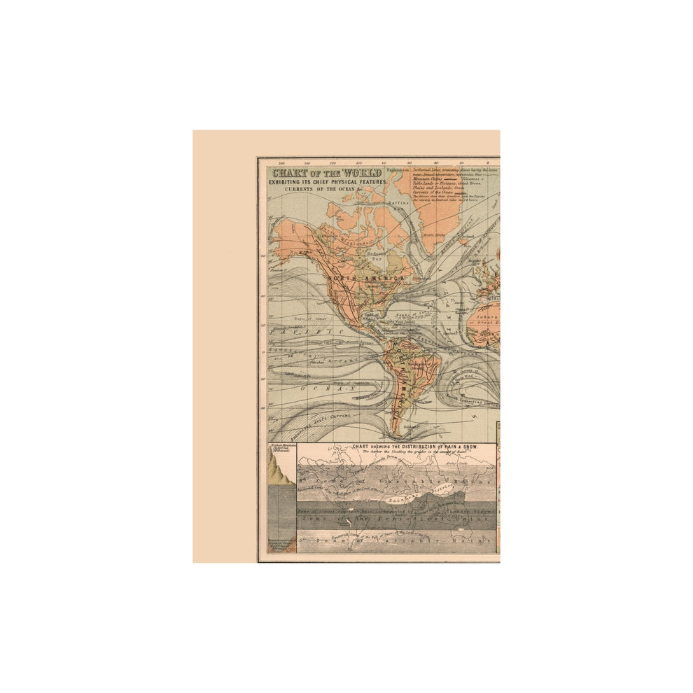 Historic Nautical Map - Ocean Currents Human Races World - Black 1867 ...