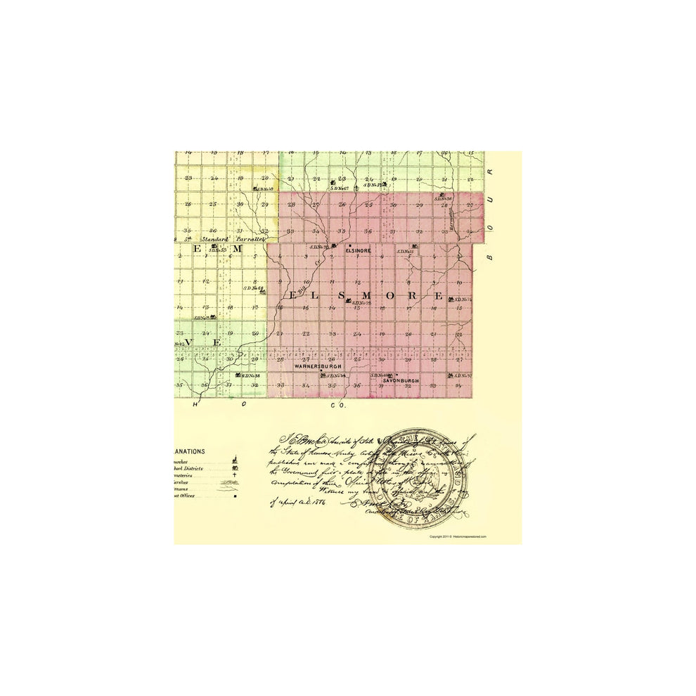 Historic County Map - Allen County Kansas - Everts 1887 - 23 x 26.03 ...