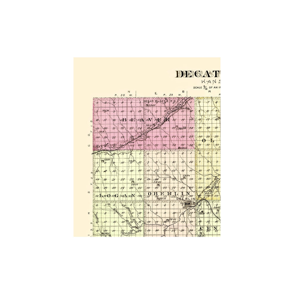 Historic County Map - Decatur County Kansas - Everts 1887 - 23 x 28.10 ...