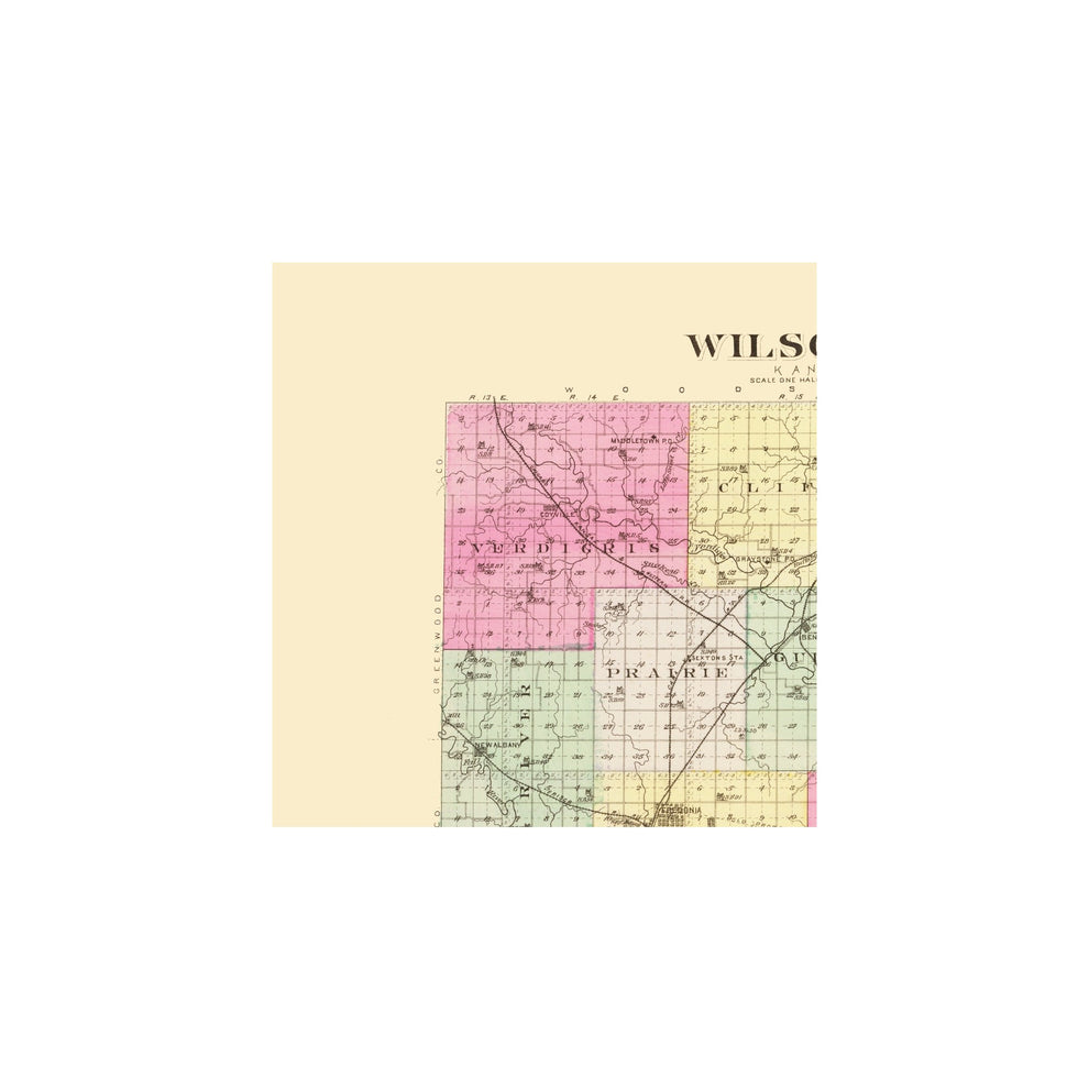 Historic County Map - Wilson County Kansas - Everts 1887 - 23 x 23.86 ...