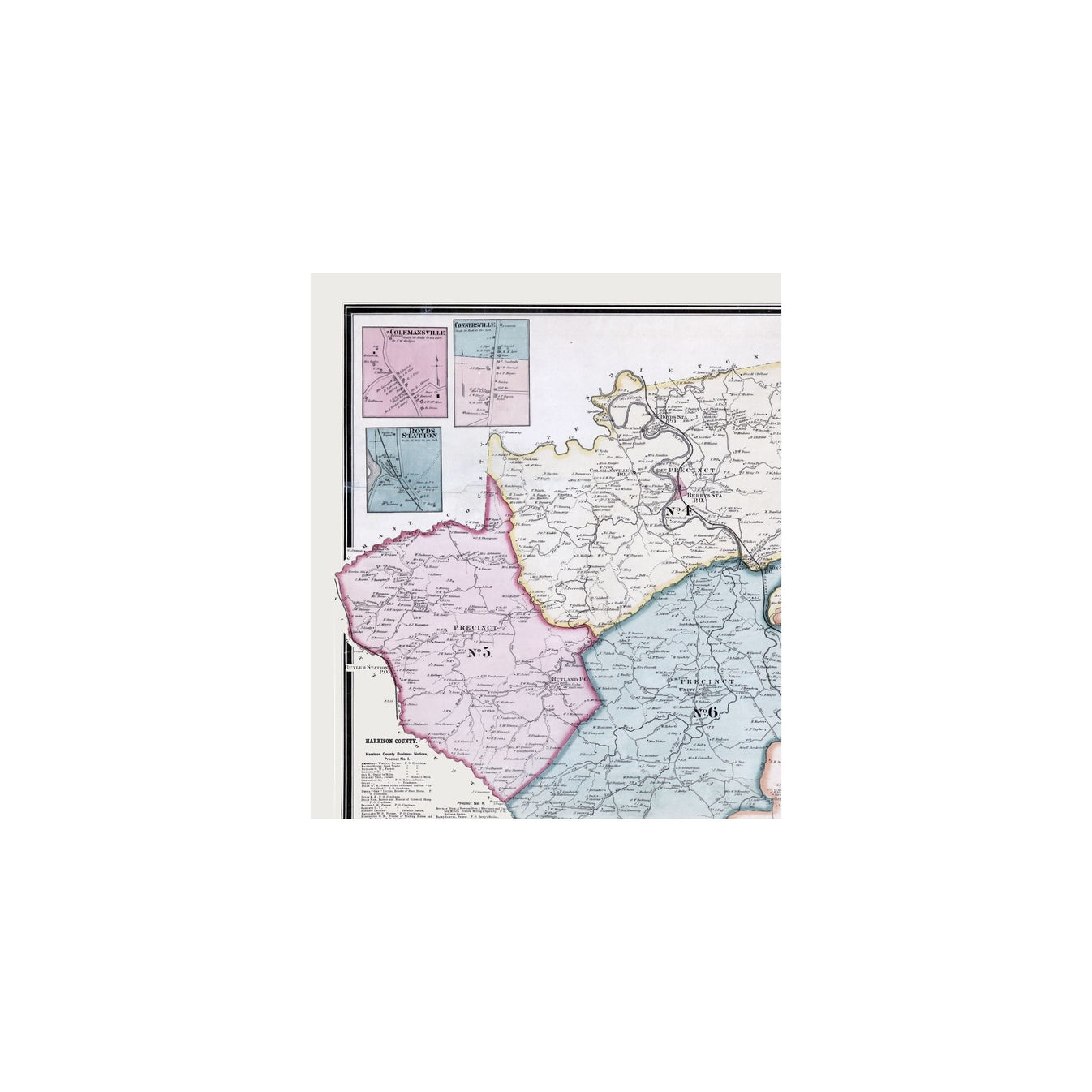 Historic County Map - Harrison County Kentucky - Beers 1877 - 23 x 26 ...