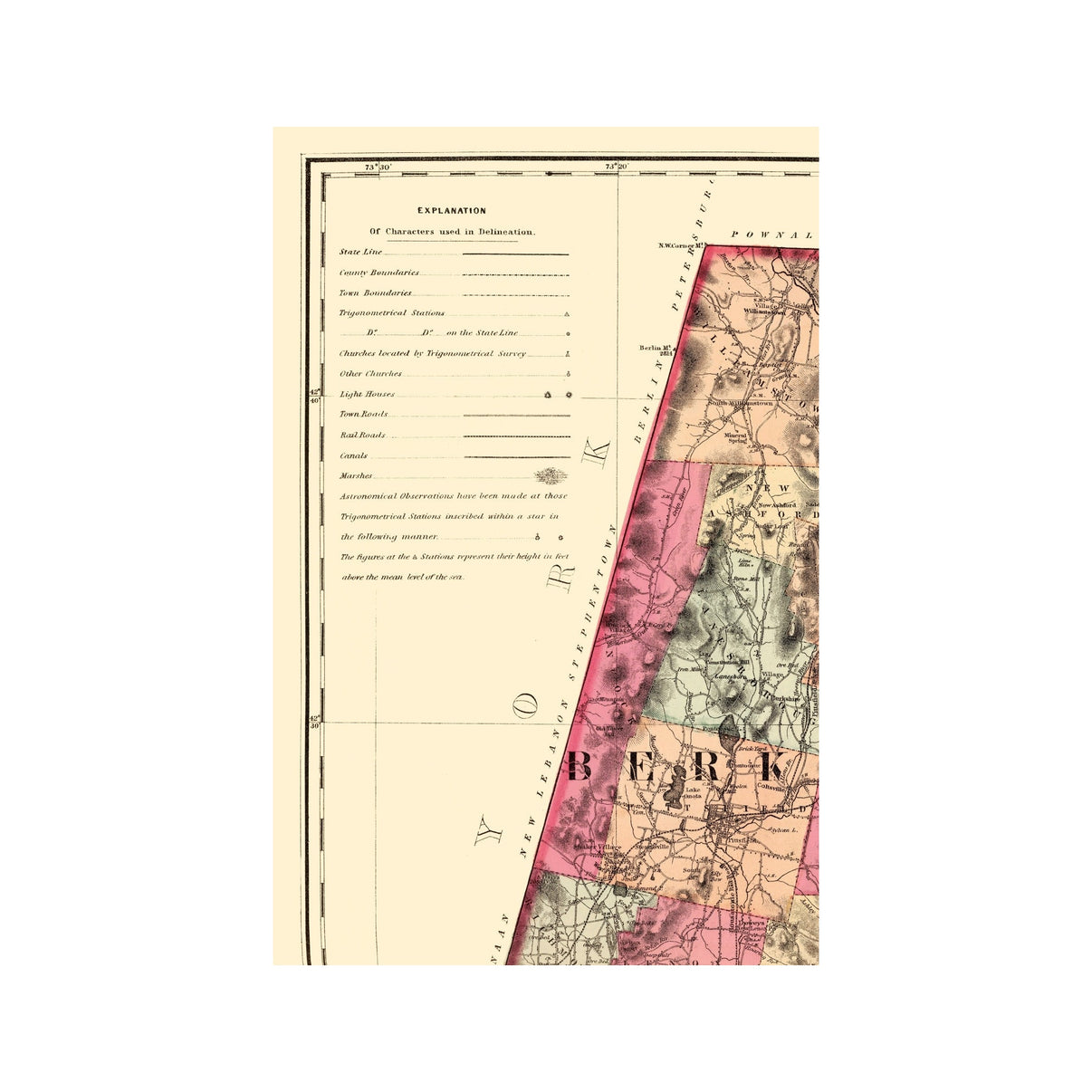 Historic County Map - Berkshire County Massachusetts - Walling 1871 ...