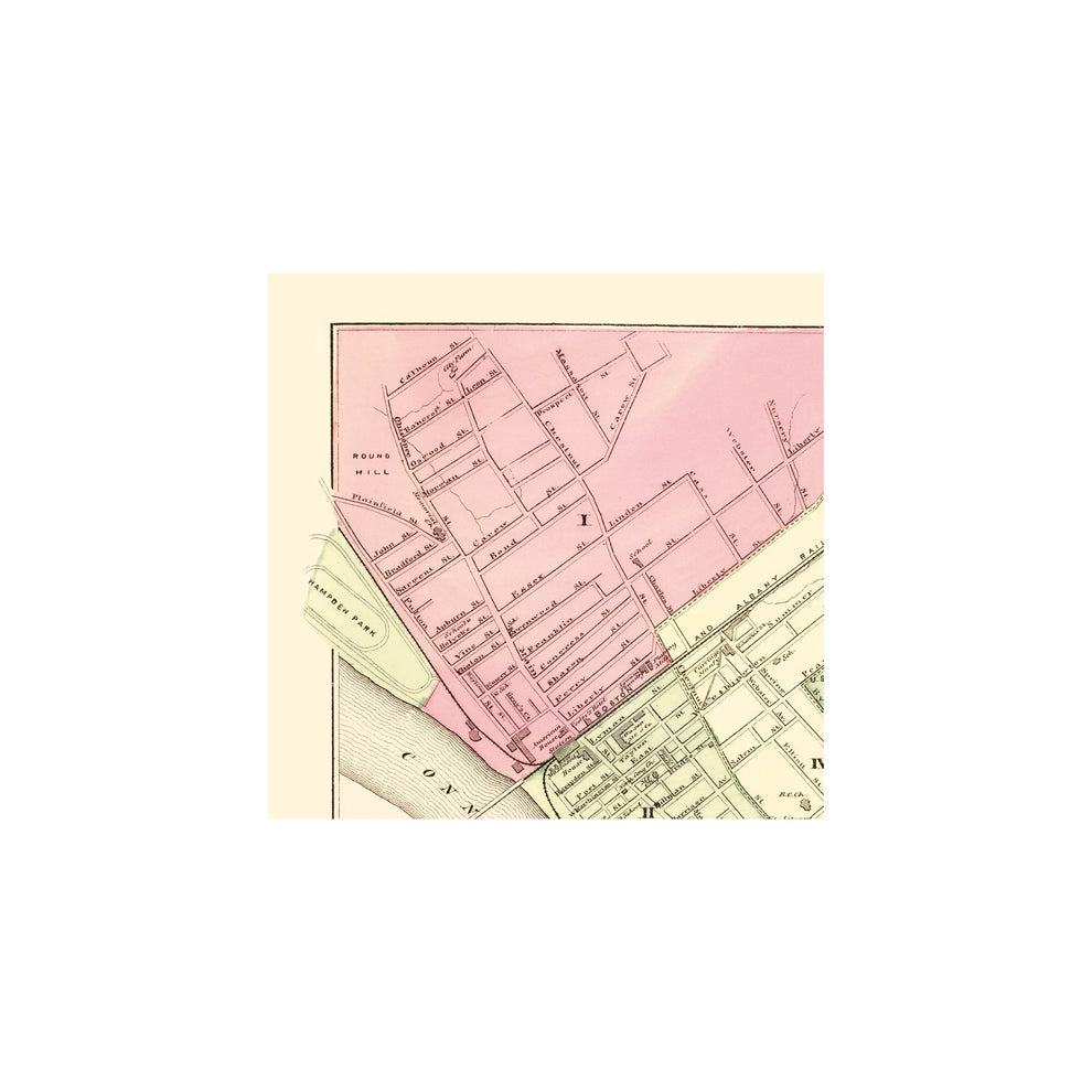 Historic City Map - Springfield Massachusetts - Walling 1871 - 23 x 23 ...