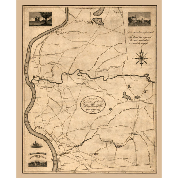 Historic City Map - Springfield Massachusetts - Bowles 1827 - Vintage ...