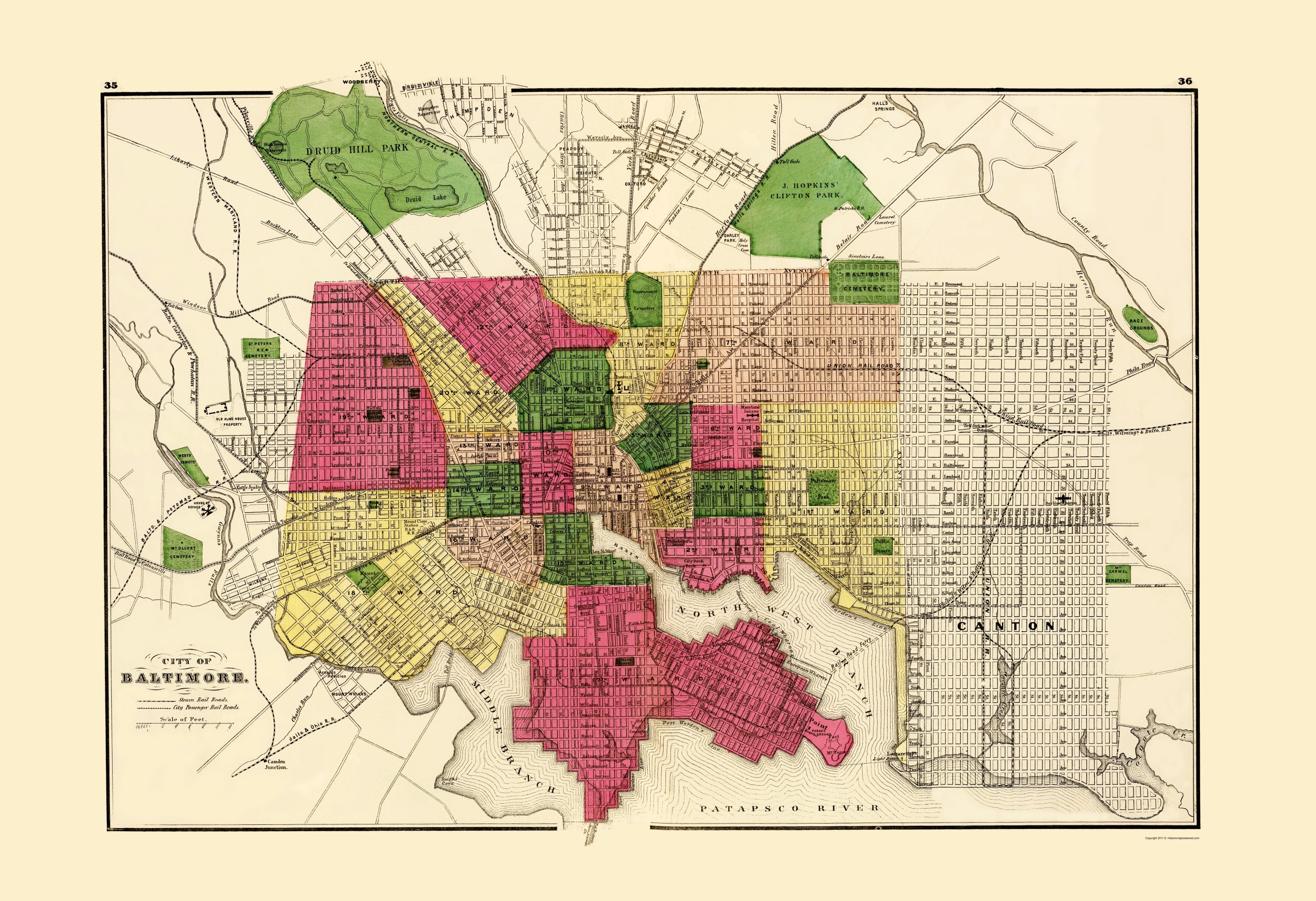 Historic City Map - Baltimore Maryland - Stedman 1873 - 23 x 33.59 - V ...