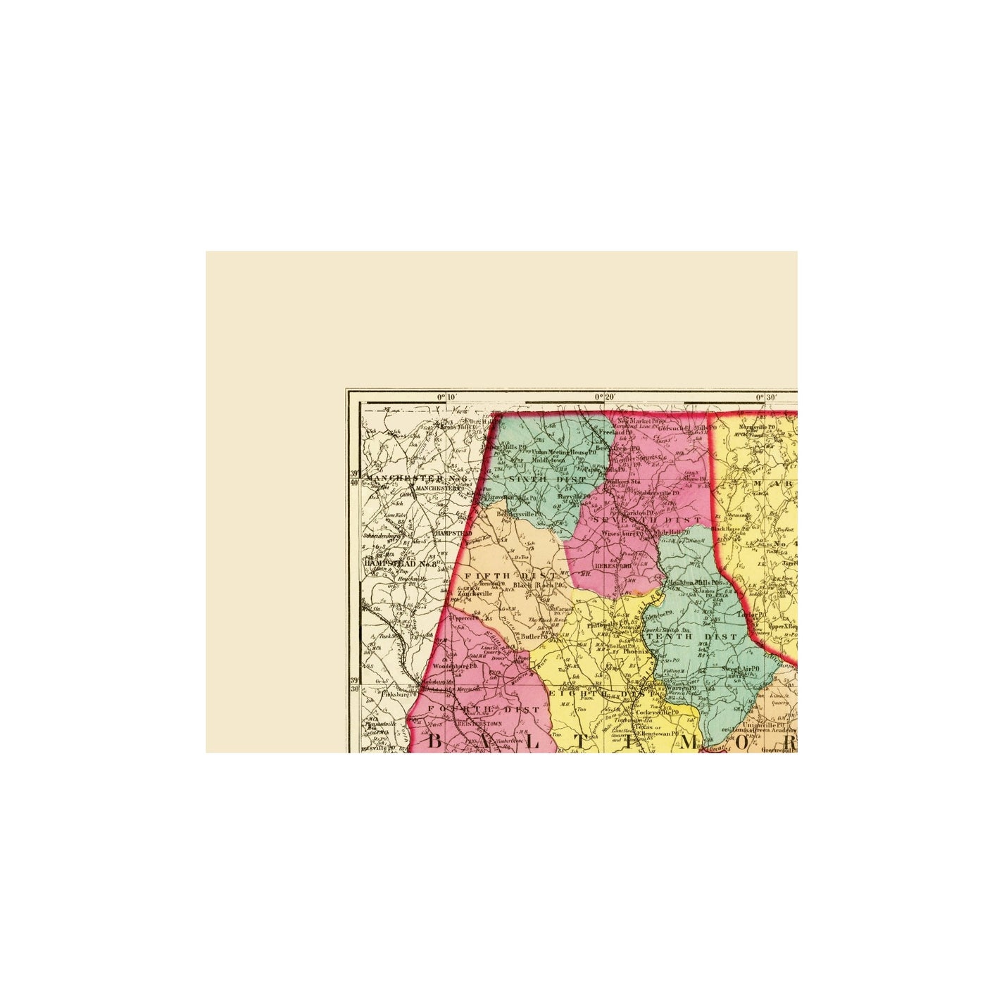 Historic County Map - Baltimore Harford Counties Maryland - Stedman 18 ...