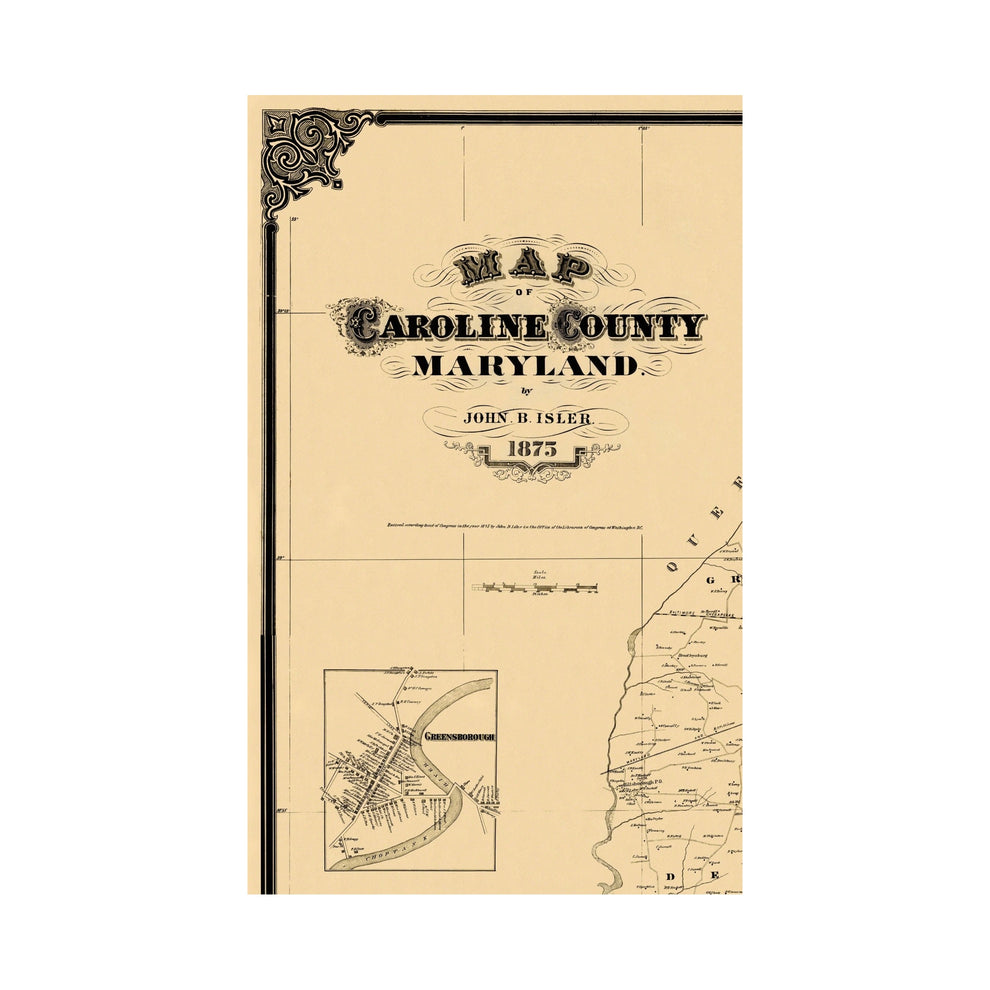 Historic County Map - Caroline County Maryland - Isler 1875 - 23 x 37 ...