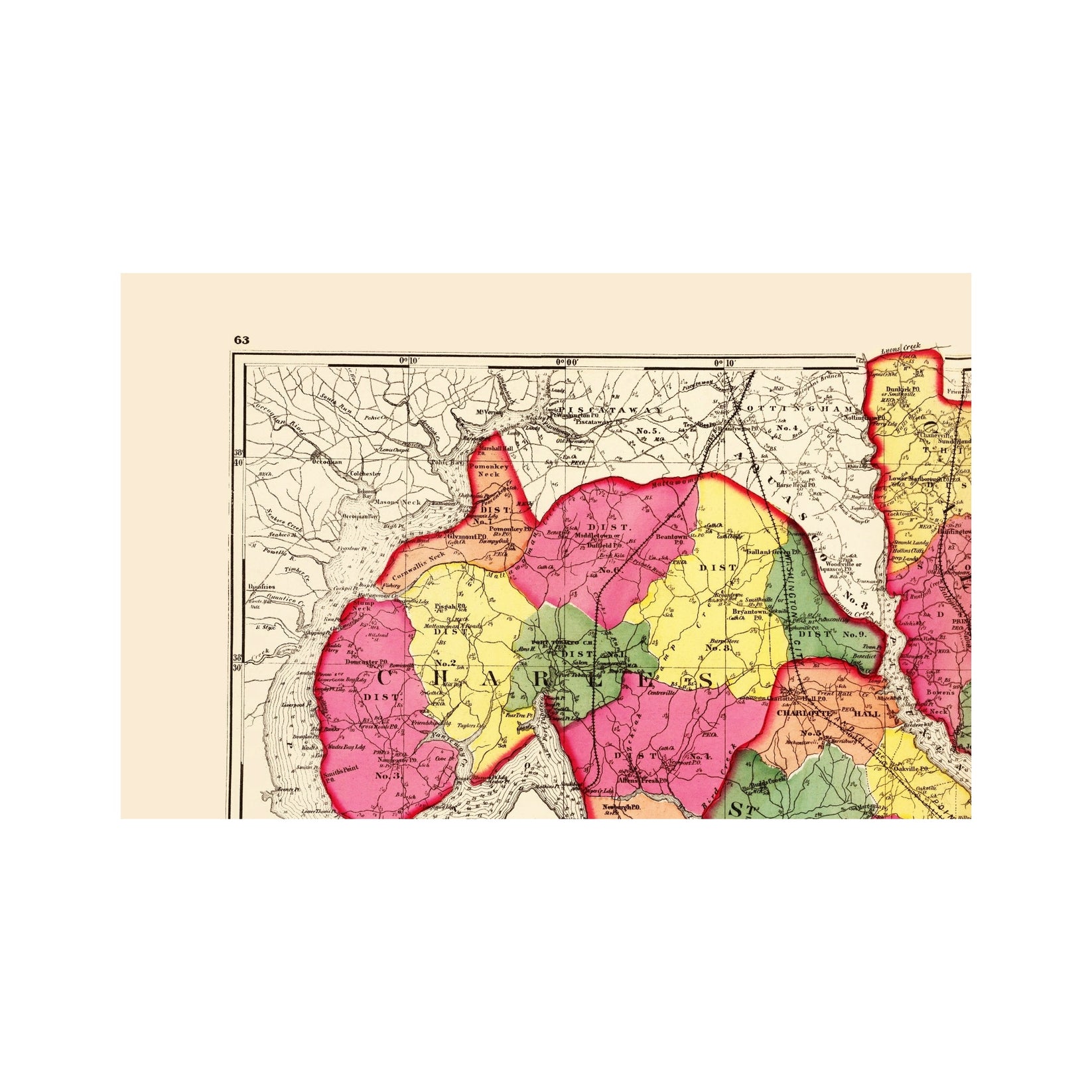 Historic County Map - Calvert Charles St Marys Counties Maryland - Ste ...