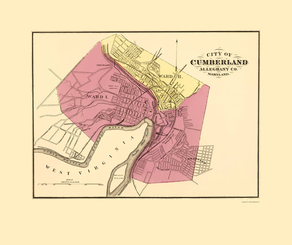 Historic City Map - Cumberland Maryland - Stedman 1873 - Vintage Wall ...