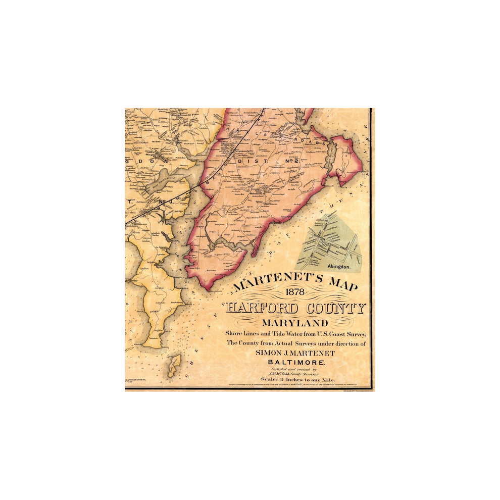 Historic County Map - Harford County Maryland - Martenet 1878 - 23 x 2 ...