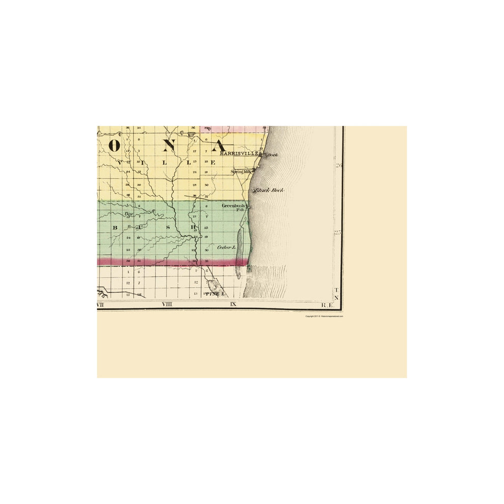 Historic County Map - Alcona County Michigan - Walling 1873 - 23 x 28 ...