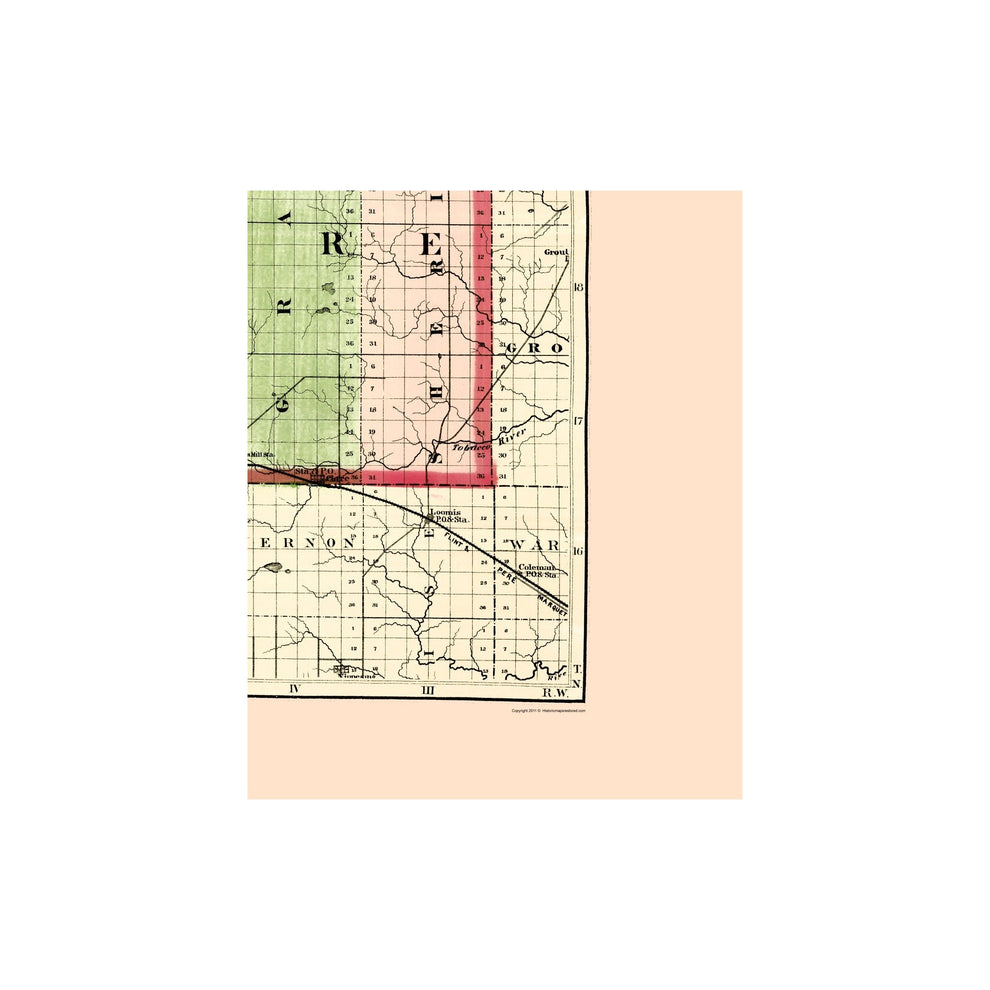 Historic County Map - Clare County Michigan - Walling 1873 - 23 x 28.3 ...