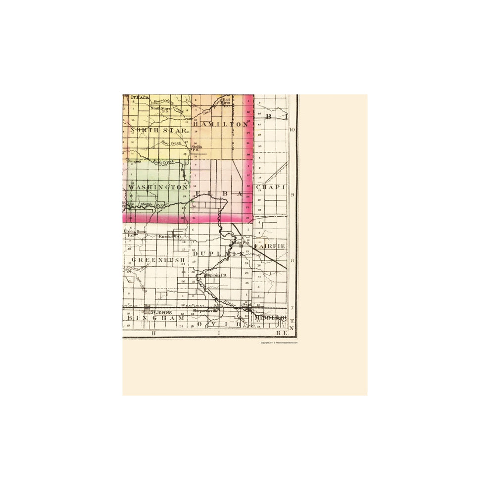 Historic County Map - Gratiot County Michigan - Walling 1873 - 23 x 28 ...