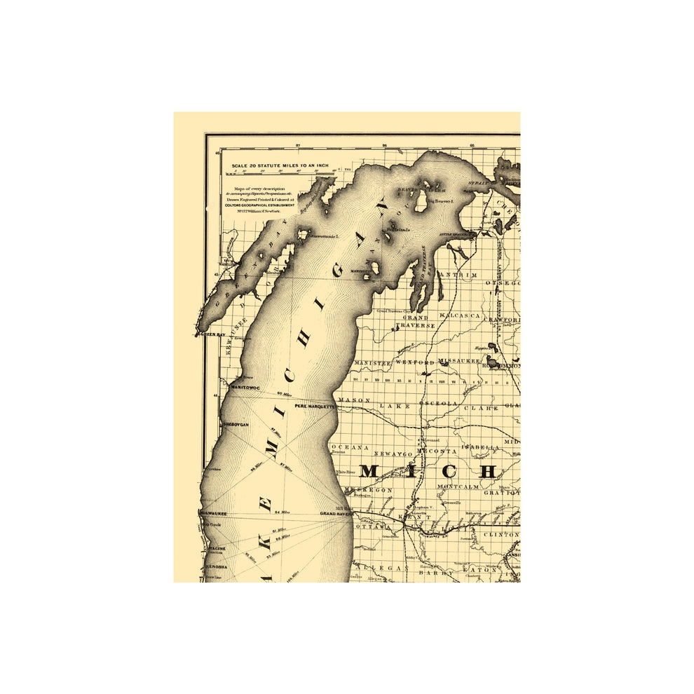 Railroad Map - Jackson Lansing and Saginaw Railroad - Colton 1867 - 23 ...