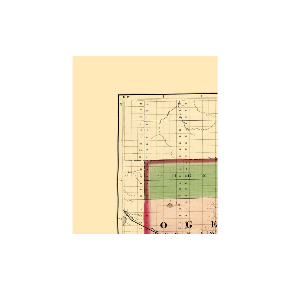 Historic County Map - Ogemaw County Michigan - Walling 1873 - 23 x 28 ...