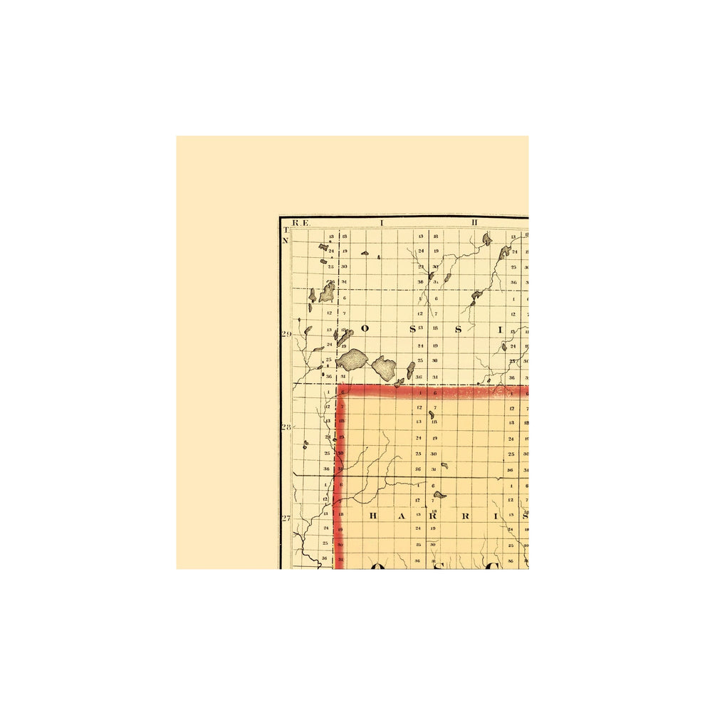 Historic County Map - Oscoda County Michigan - Walling 1873 - 23 x 28 ...
