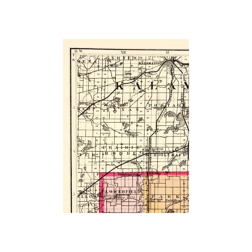 Historic County Map - St Joseph County Michigan - Walling 1873 - 23 x ...