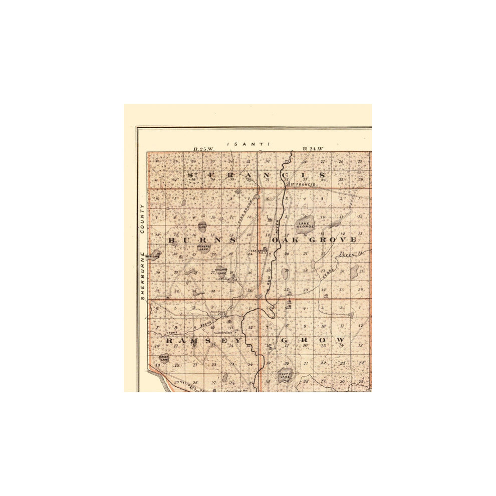 Historic County Map - Anoka County Minnesota - Andreas 1874 - 23 x 26 ...