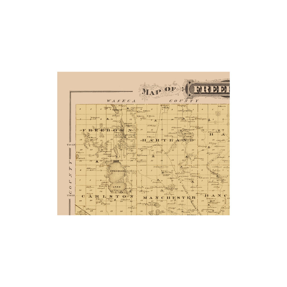Historic County Map - Freeborn County Minnesota - Andreas 1874 - 23 x ...