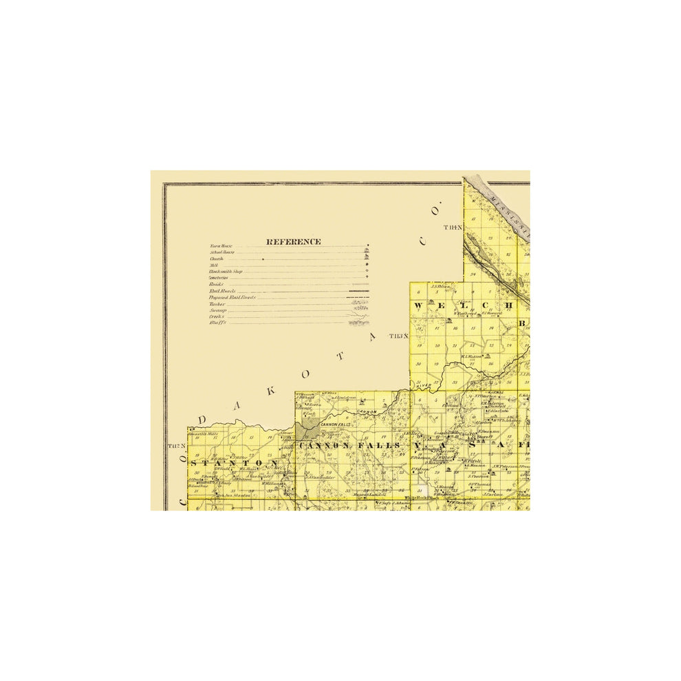 Historic County Map - Goodhue County Minnesota - Andreas 1874 - 25.63 ...