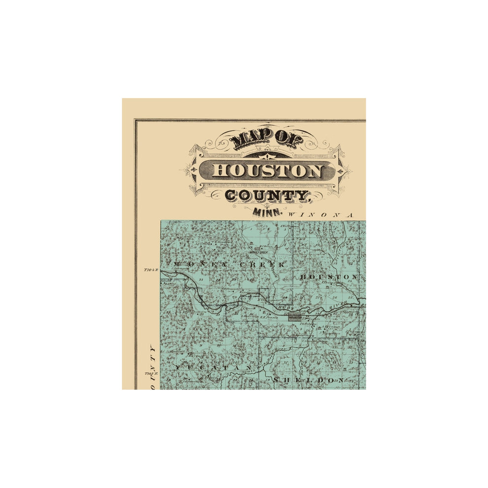 Historic County Map - Houston County Minnesota - Andreas 1874 - 23 x 2 ...