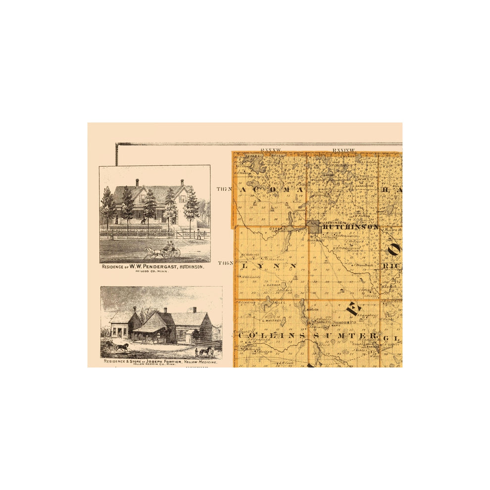 Historic County Map - Mcleod Sibley County Minnesota - Andreas 1874 ...