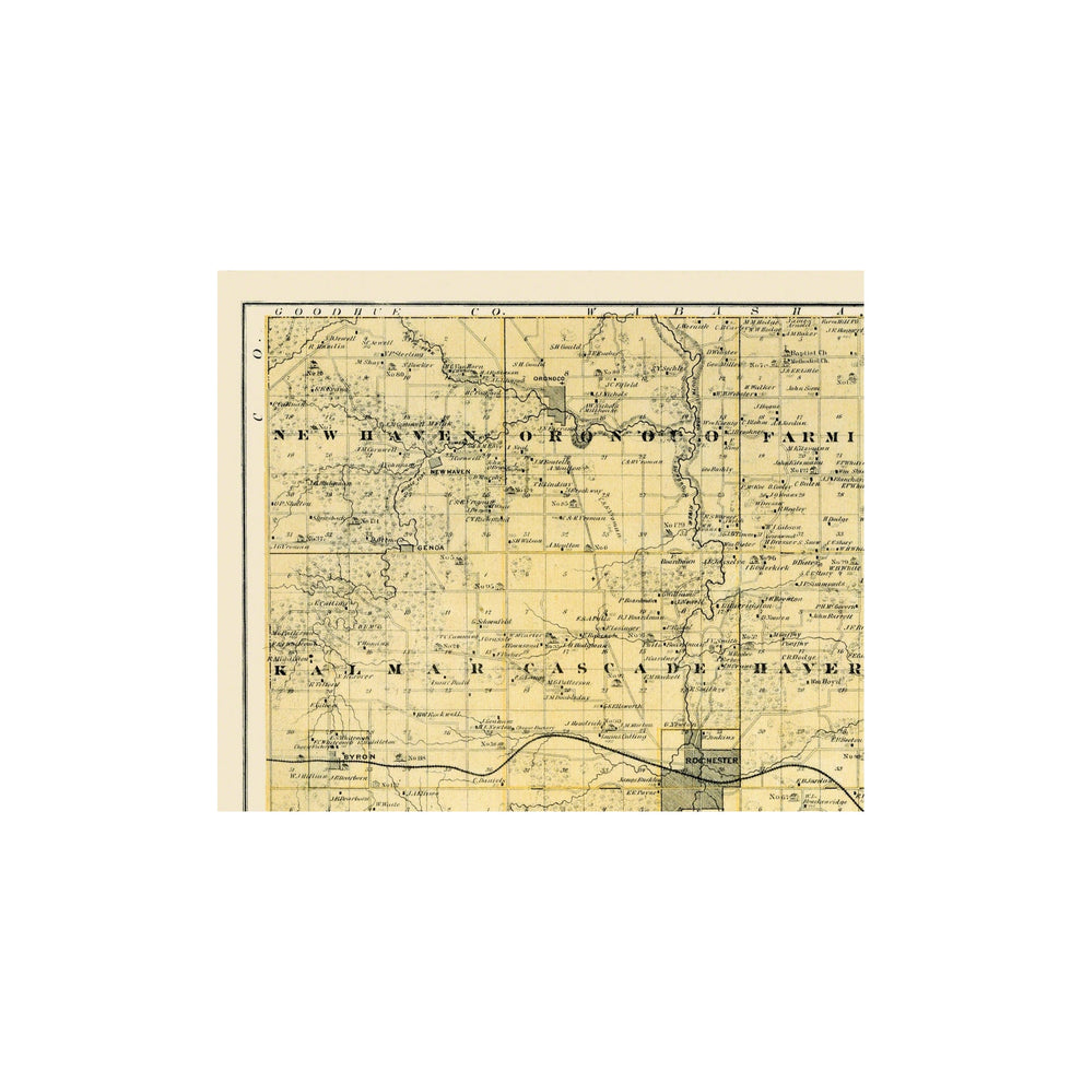 Historic County Map - Olmsted County Minnesota - Andreas 1874 - 27.5 x ...
