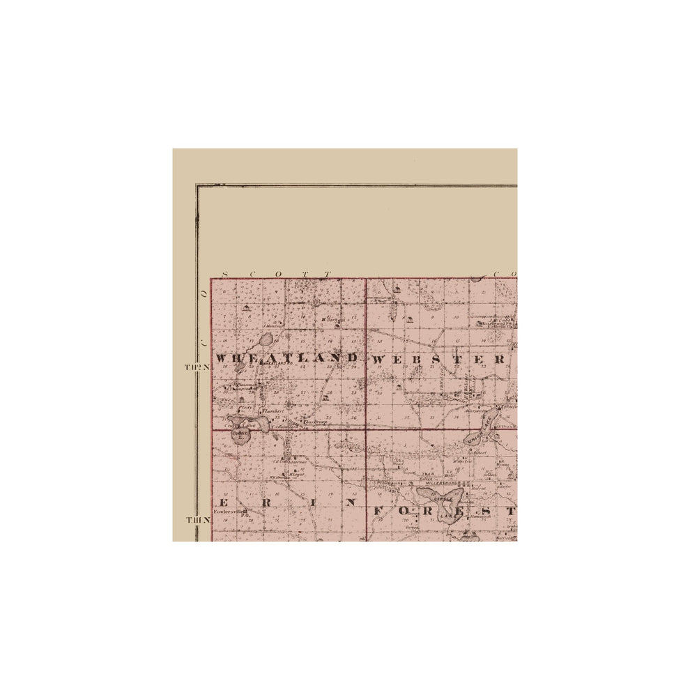 Historic County Map - Rice County Minnesota - Andreas 1874 - 23 x 26.2 ...